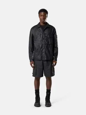 Stone Island Cargo Bermuda Shorts In Nylon Panama - Nero