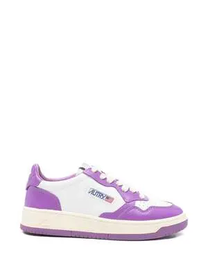 AUTRY AUTRY Leather Sneakers With Perforated Toe And Logo Rubber Sole Viola