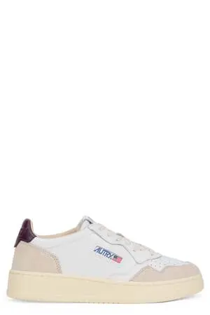 AUTRY Inspired Modern Leather Sneaker With Suede Accents - White