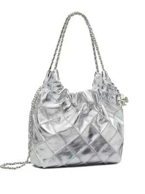 Tory Burch Crinkled Napa Leather Mini Chain-handle Bag - Argento