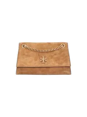 Tory Burch Bovine Suede Crossbody Bag With Gold Tone Chain Strap
