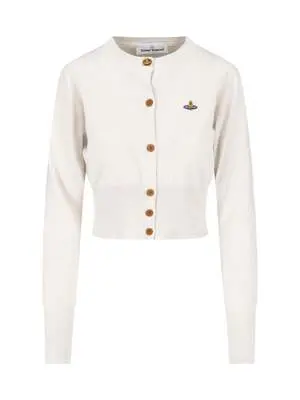 VIVIENNE WESTWOOD Orb Embroidered Cropped Cardigan - White