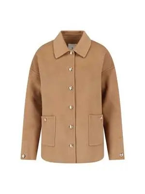 ANINE BING Classic Collar Shirt Jacket With Button Front - Brown
