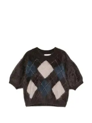 LISA YANG Crewneck Cashmere Sweater With Puff Sleeves - Marrone