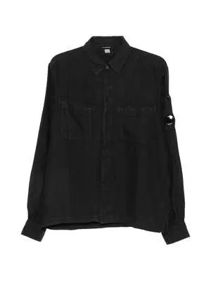 C.P. COMPANY Linen Long-sleeve Shirt With Snap Front Pockets & Lens Pocket