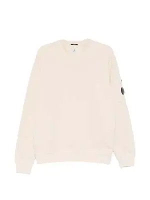 C.P. COMPANY Cotton Crewneck Sweatshirt With Magnifying-glass Pocket - Bianco