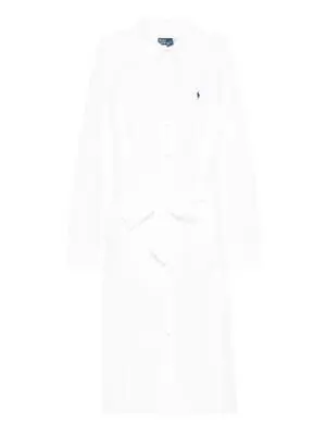 Polo Ralph Lauren Button-front Long-sleeve Shirt Dress With Adjustable Waistband - Bianco