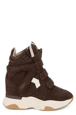 Isabel Marant Étoile Wedge High-top Suede Lace-up Sneakers - Brown