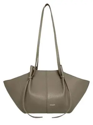 Yuzefi Pebble Grain Leather Shoulder Bag - Beige