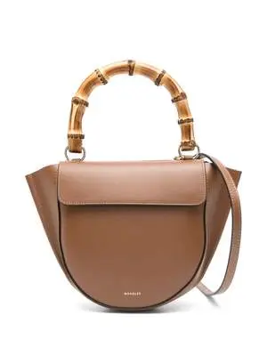 WANDLER Style Structured Leather Mini Shoulder Bag With Magnetic Closure And Detachable Strap, 27 X 17.5 X 5 Cm - Marrone
