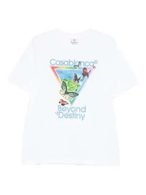 Casablanca Cotton Graphic Print T-shirt With Straight Hem - Bianco