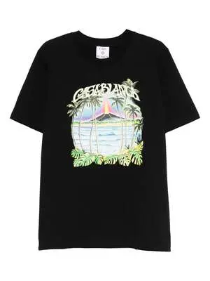 Casablanca Tropical Print Short-sleeve Crewneck T-shirt - Nero