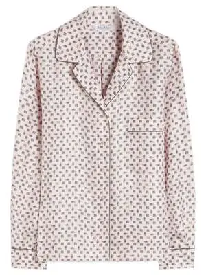 Max Mara Silk Shirt With Cuban Collar And Contrasting Piping