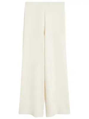 Max Mara Straight-cut Trousers With Logo Elasticated Waist - Bianco
