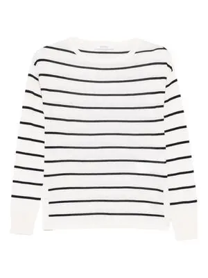 Max Mara Cashmere-silk Striped Crewneck Sweater - Bianco