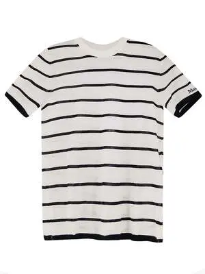 Max Mara MAX MARA Striped Crewneck Short Sleeve Sweater Bianco