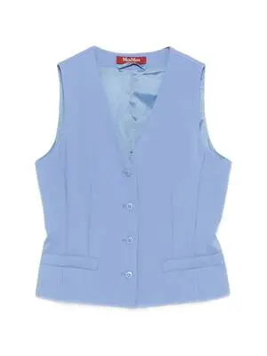 Max Mara Wool Crepe Satin Vest - Azzurro