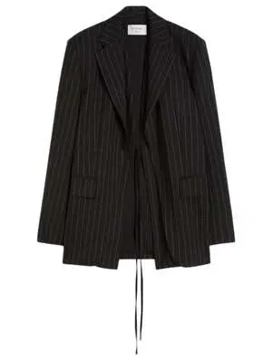 Sportmax Pinstripe Lapel Neckline Double-front Jacket - Nero