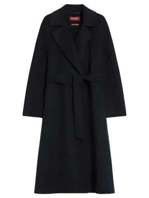 Max Mara Max Mara Studio Double-Drap Wool, Cashmere & Silk Wrap Jacket With Kimono Sleeves Blu