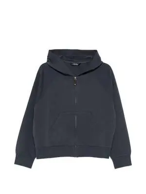 Max Mara Full-zip Hoodie With Embroidered Logo - Blu