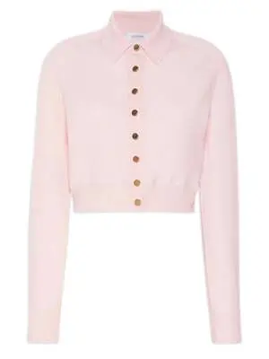 Sportmax Pure Virgin Wool Collared Ribbed Sweater - Rosa