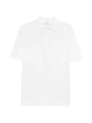 LARDINI Cotton-silk Blend Polo Shirt With Classic Button-down Collar - Bianco
