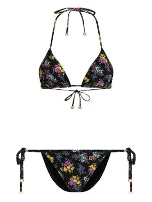 Dolce & Gabbana Adjustable Triangle Bikini Set With Gold-plated Dg Aglets