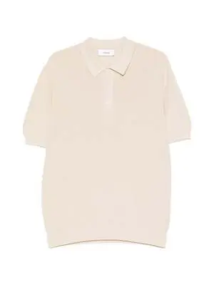 LARDINI Knit Polo Shirt With Short Sleeves - Bianco