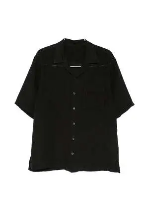 120% Lino 100% Linen Classic Collar Short-sleeve Shirt With Chest Pocket