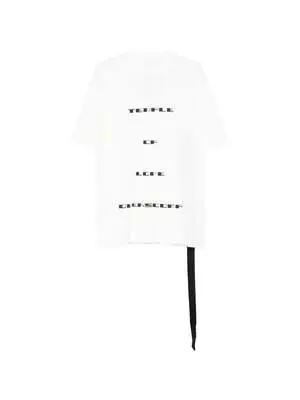 Rick Owens Cotton Crew Neck T-shirt With Front Print - Bianco