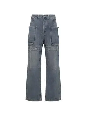 Rick Owens Cotton Cargo Pants With Flap Pockets - Blu
