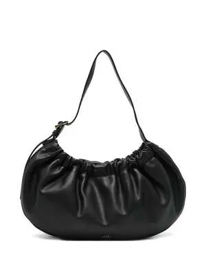 A.p.c. Mini Gathered Top Handle Bag 15 Cm X 35 Cm X 6 Cm With Gold-tone Hardware - Nero
