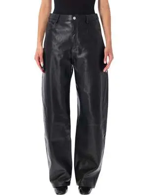 ARMA Soft Lamb Leather Barrel-leg Trousers - Nero