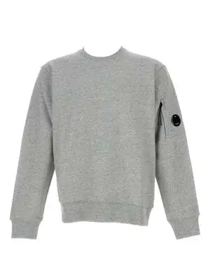 C.P. COMPANY Cotton Ribbed Crewneck Sweater With Embroidered Lens Detail - Grigio