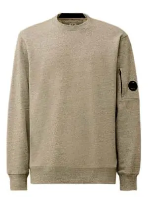 C.P. COMPANY Cotton Ribbed Crewneck Sweater With Embroidered Lens Detail - Grigio