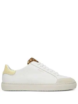 Axel Arigato Suede-trim Leather Sneaker With Metallic Gold Logo Stamp - Bianco