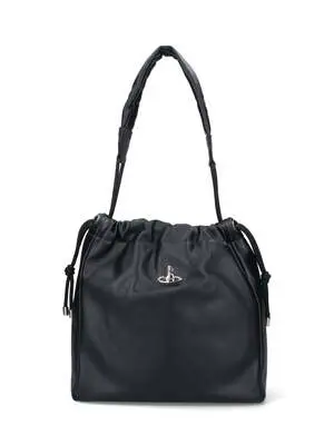 VIVIENNE WESTWOOD Compact Polyurethane Shoulder Bag - Black