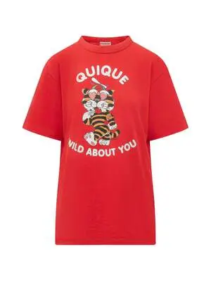 Kenzo Cartoon Graphic T-shirt In 100% Cotton, Front & Back Print - Rosso