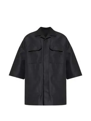 Rick Owens Classic Collar Short-sleeved Shirt With Chest Pockets - Nero