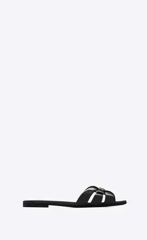 Saint Laurent Saint Laurent Intertwining Straps Leather Sandals With 0.5 Cm Heel Nero