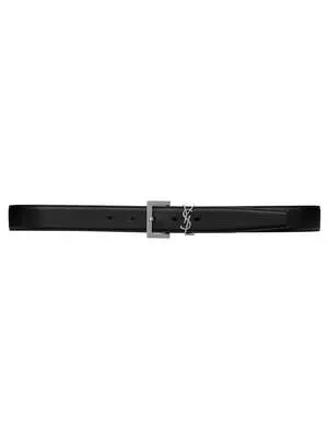 Saint Laurent Leather Belt With Square Buckle - Nero