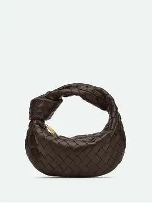 Bottega Veneta Mini Leather Handbag With Intrecciato Motif - Marrone