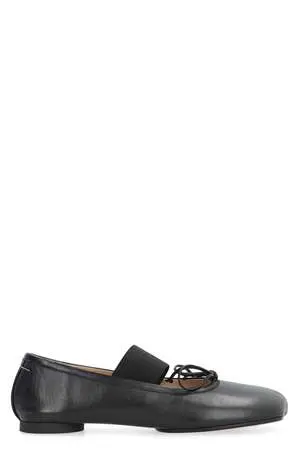 MAISON MARGIELA Anatomic Leather Ballet Flats With Elastic Insert And Bow - Black