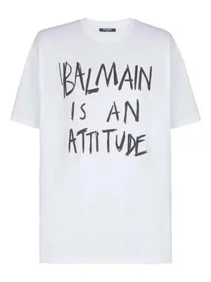 Balmain Balmain Men's Attitude Print Cotton T-Shirt Bianco