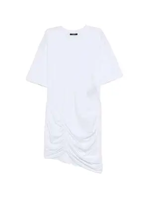 Balmain Round Neck Short Sleeve Cotton Top With Back Logo Print