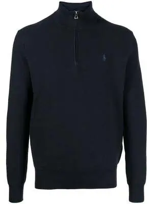 Polo Ralph Lauren Cotton Mock Neck Quarter-zip Sweater - Blu