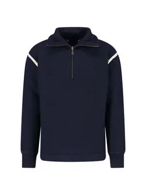 MAISON MARGIELA Ribbed Zip-up Turtleneck Sweater - Blue