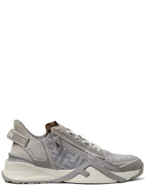Fendi S Slip-on Mesh Sneaker With Elastic Laces, Side Zip & Wavy Sole - Grigio