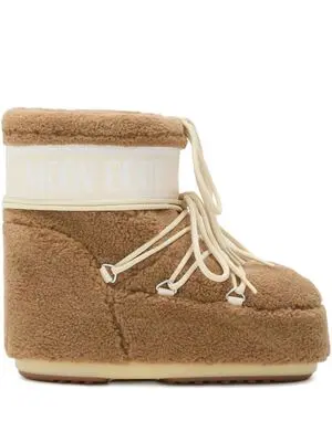Moon Boot Ambidextrous Logo-panel Lace-up Boot With Drawstring Top, Foam Lining, And Rubber Tread - Marrone