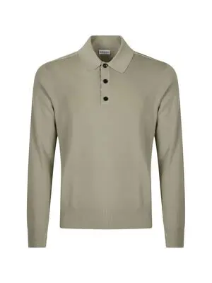 Burberry Wool Sweater With Check Placket - Verde